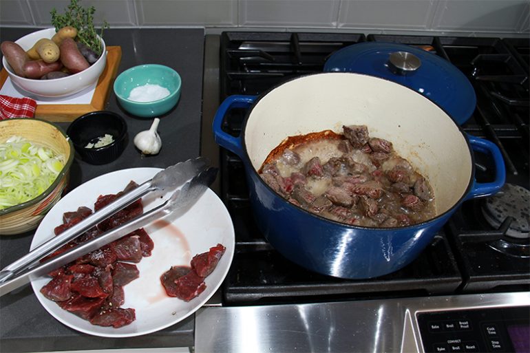 Elk Leek Soup with Fingerling Potatoes | Wild Game Cuisine - NevadaFoodies